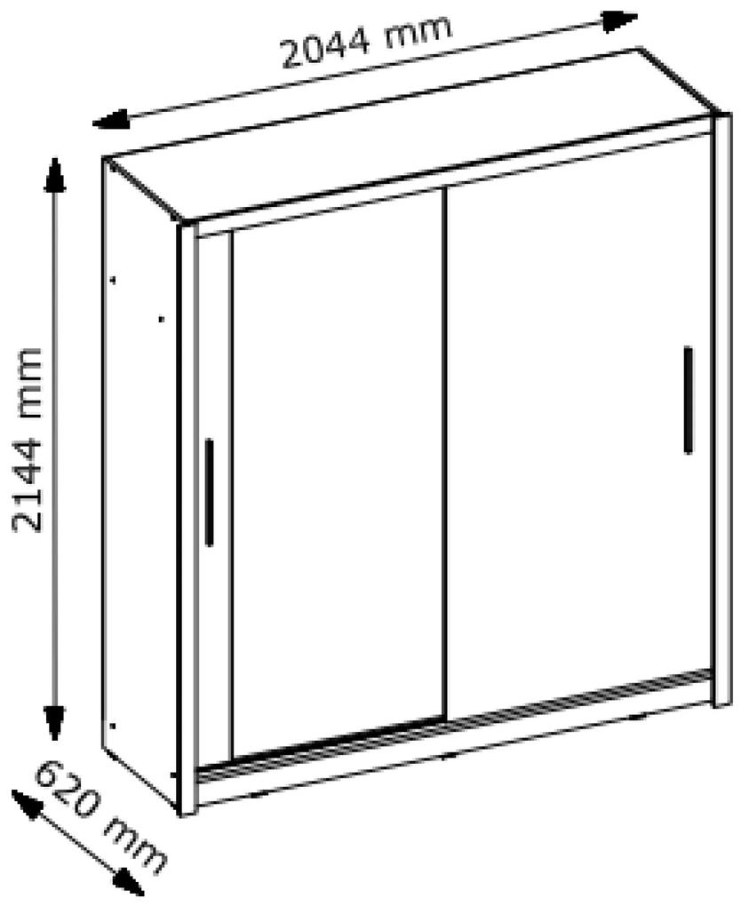 Šatní skříň MARTIN dvoudveřová, 100 cm; 3 varianty