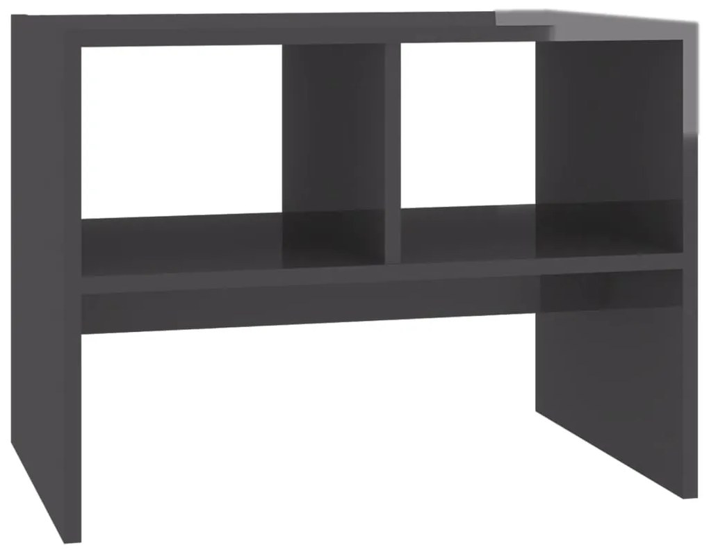 vidaXL Odkládací stolek šedý s vysokým leskem 60x40x45 cm dřevotříska
