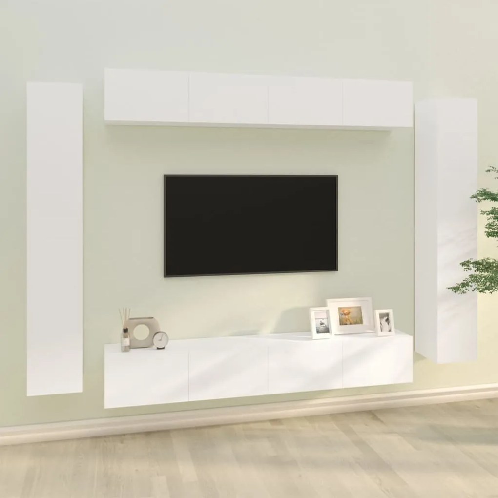 8dílný set TV skříněk bílý kompozitní dřevo - Default Title
