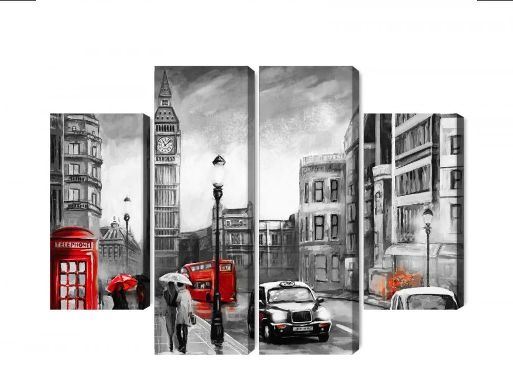 Vícedílný obraz Pohled Na Londýnské Ulice Nedostatek Nedostatek Plátno Canvas 200x150