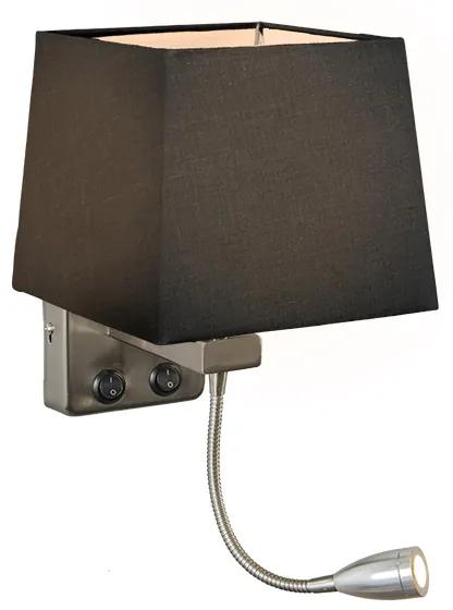 Nástěnná lampa z oceli Brescia se čtvercovým černým odstínem