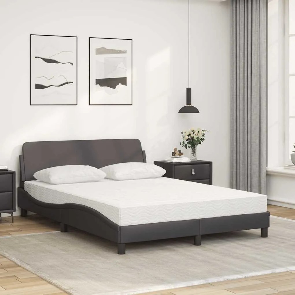 Postel s matrací Dover šedá 140 x 200 cm umělá kůže 3208420