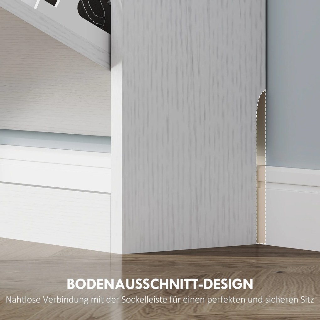 HOMCOM Skříň na boty se 3 dvířky, Botník, Skříň na obuv pro 9-12 párů bot 80 x 17 x 108 cm, Bílá
