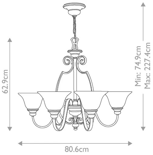 Hinkley HK-CELLO6 - Lustr na řetězu CELLO 6xE27/60W/230V