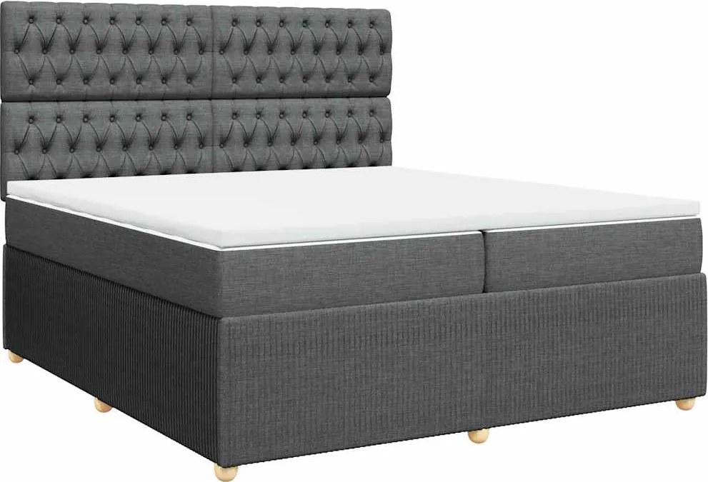 Box spring postel s matrací tmavě šedá 200x200 cm textil 3294471