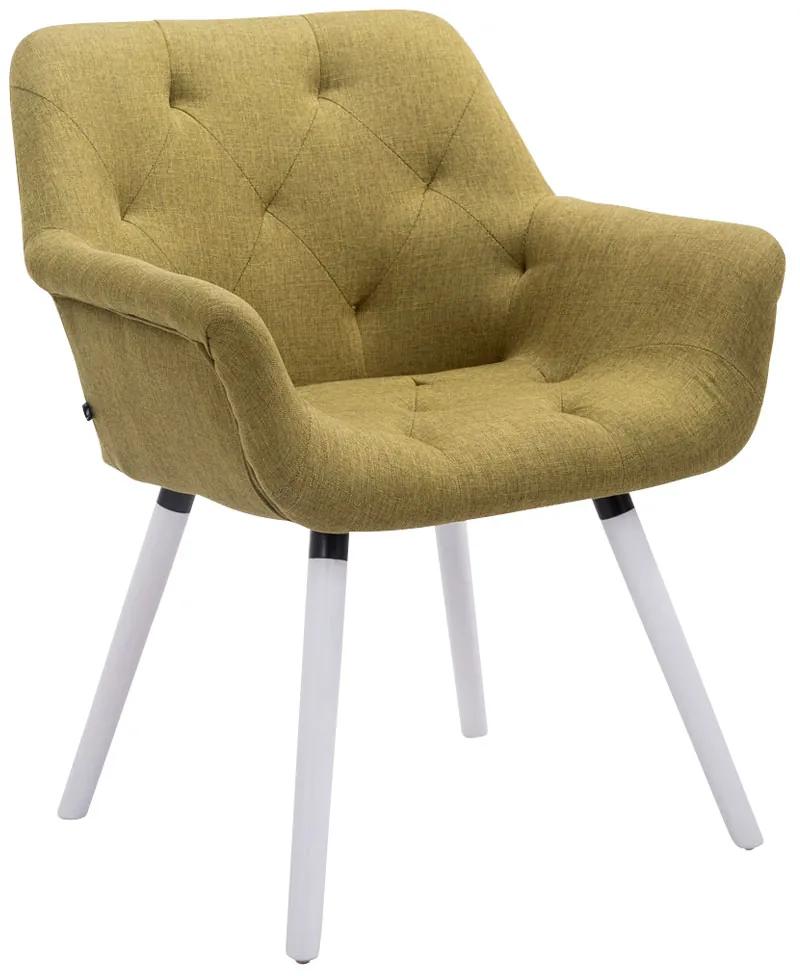 Židle s područkami Cass látka, dřevěné nohy bílé Barva  Zelená