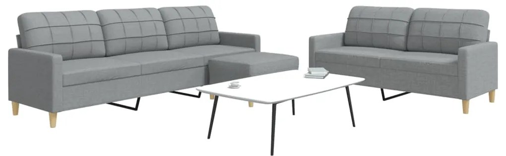 3dílná sedací souprava s podnožkou světle šedá textil 3278327