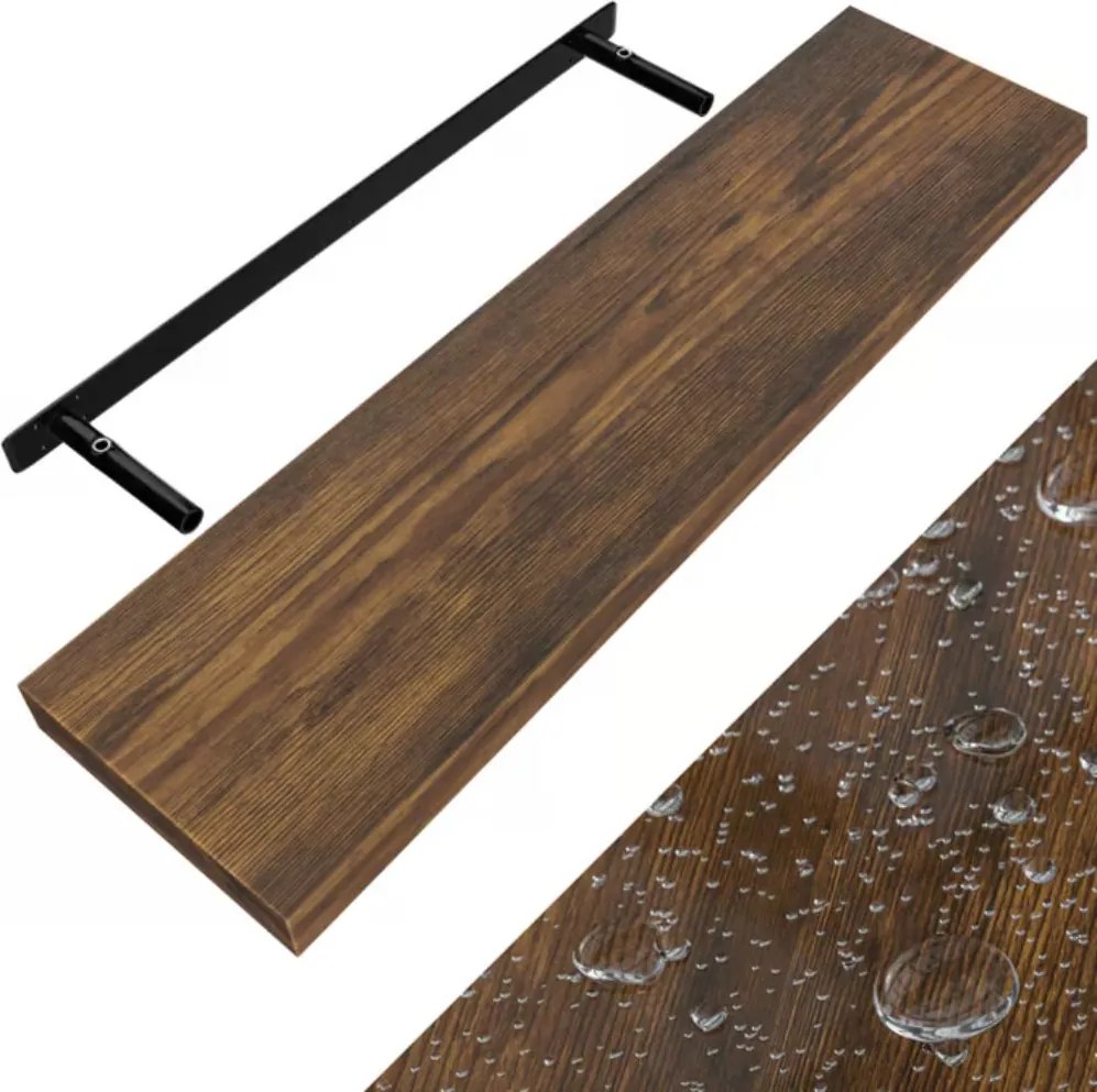 Nástěnná police FIGO + konzole, 90cm, tmavý dub Casaria