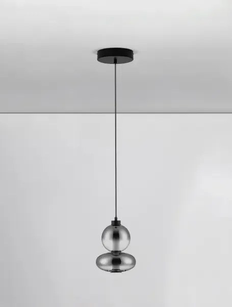 LED stmívatelný černo-šedý moderní lustr Bally