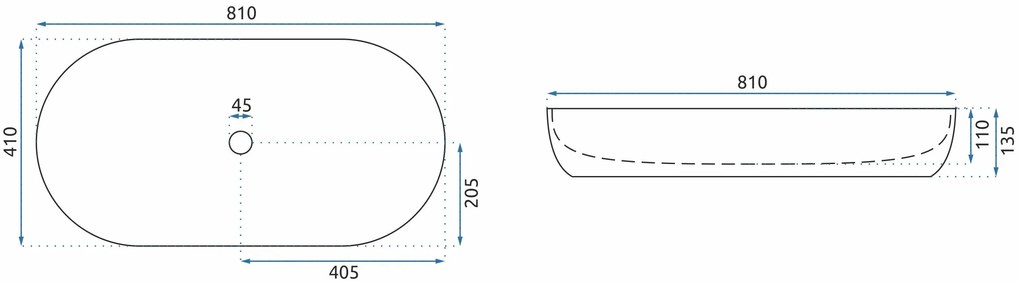 Rea Cleo, umyvadlo na desku 810x410x135 mm, bílá lesklá, REA-U0563