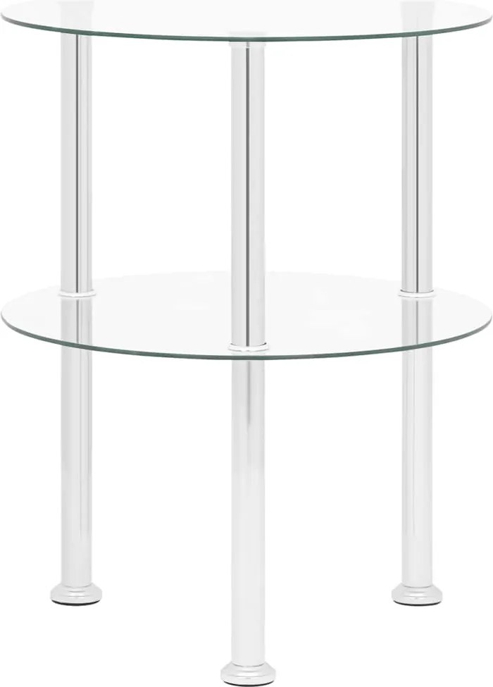 2patrový odkládací stolek průhledný 38 cm tvrzené sklo 322787
