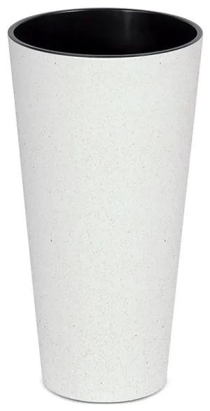 PROSPERPLAST Květináč - TUBUS SLIM Eco Wood Průměr: 20 cm, Barva: bílá