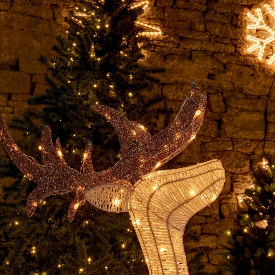 3D LED svítící jelen, 150 cm, teple bílý, 161 diod, IP44 venkovní