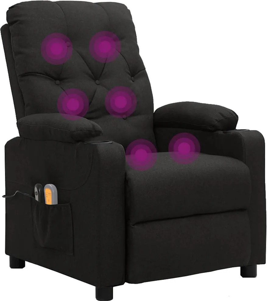 Elektrické masážní křeslo černé textil 3098853