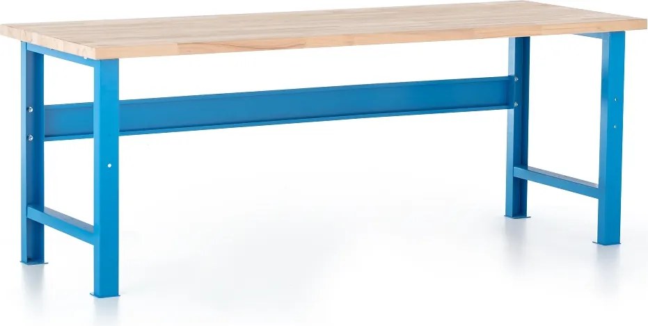 Dílenský stůl Basic s čelní deskou 200 x 80 cm, modrá - ral 5012