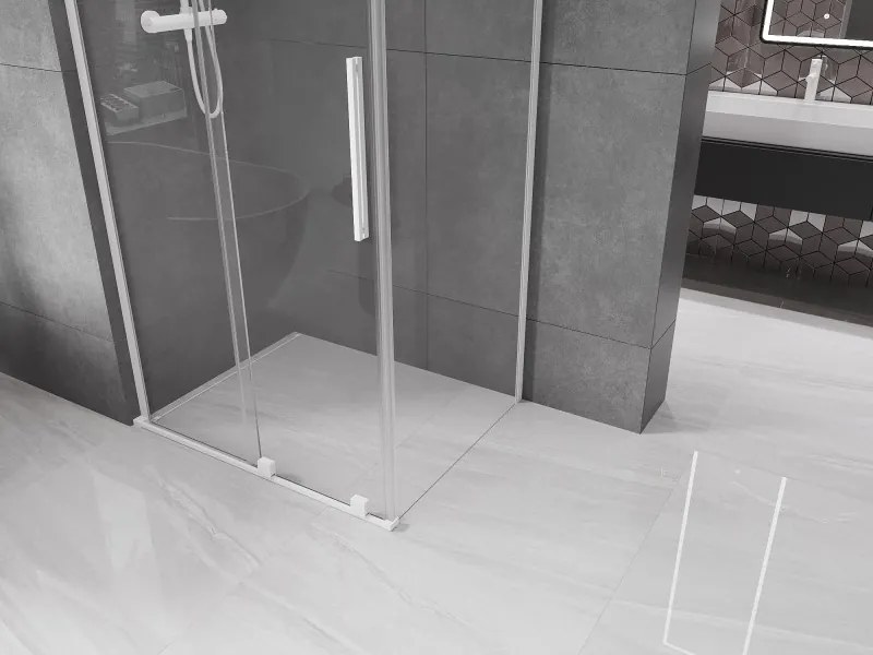 Mexen Velar L, sprchový kout s posuvnými dveřmi 100 x 90 cm, 8mm čiré sklo, bílá matná, 871-100-090-03-20