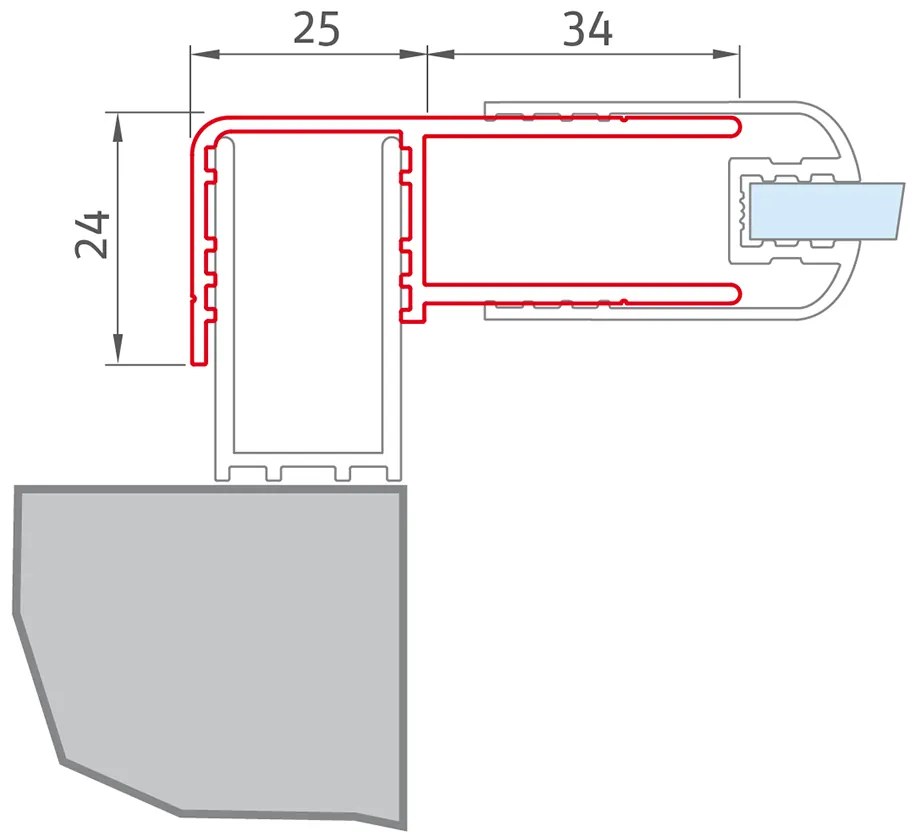 Roth Postranní profil CARIBA Varianta: šířka: 25 mm, výška: 2000 mm - (CI PRO 2000 VE), Barva profilů a typ výplně: profily: brillant