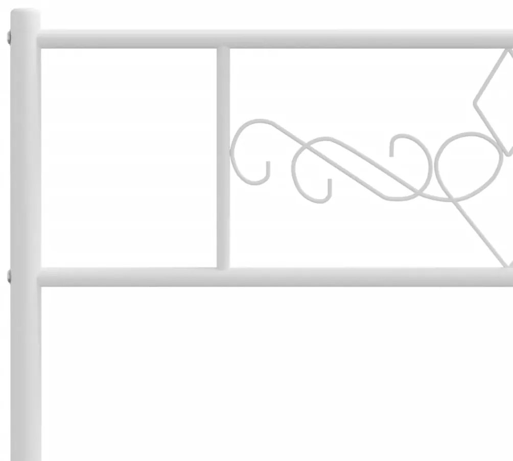 Kovový rám postele s hlavovým a nožním čelem bílý 200 x 200 cm,  355341