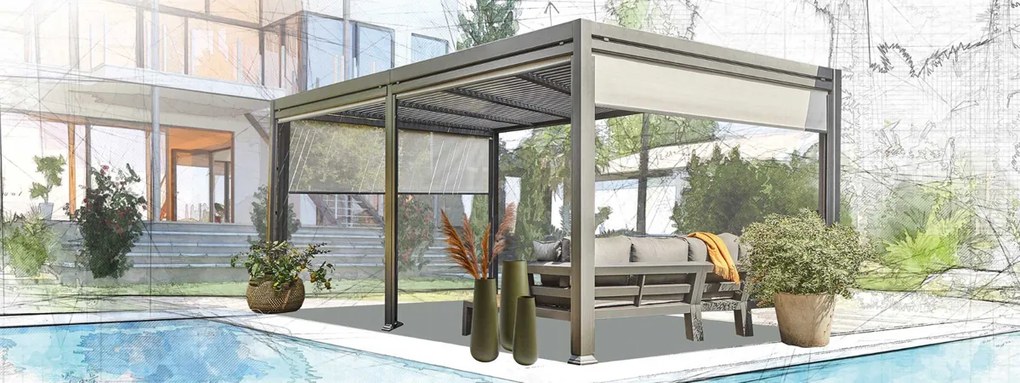Outdoor Creations Hliníková pergola s lamelami ORION 300x400cm 4 stojky Barva: Bílá RAL 9016