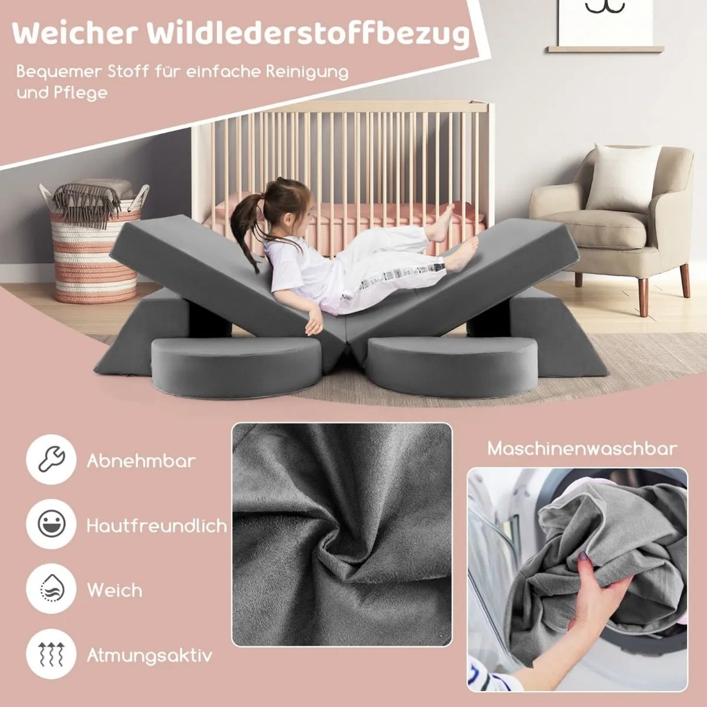 Costway Modulární dětská pohovka Play Sofa Modulární pohovka s – šedá