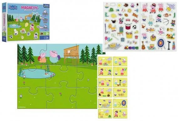 Trefl Magnetické puzzle prasátko Peppa a její zábava 12 dílků