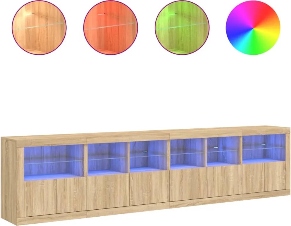 Příborník s LED osvětlením dub sonoma 283 x 37 x 67 cm 3209018