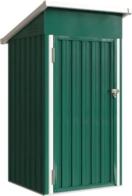 Outsunny kovový zahradní domek 0,74 m² 107,5x91x185 cm se skloněnou střechou, dveře s uzamykáním, větrání, zelený