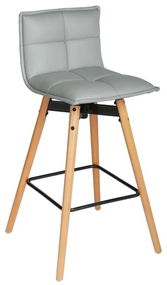 Barová stolička, vyvýšená židle, měkké sedadlo, výška: 96 cm, šedá | BIANO