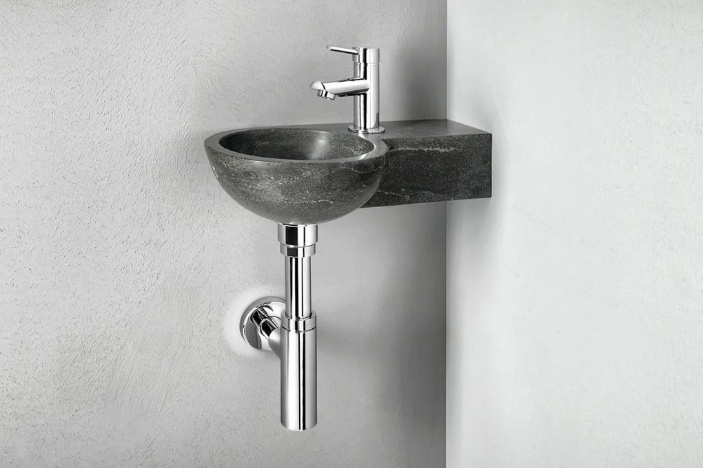 Sapho, BLOK kamenné umyvadlo 40x10x23 cm, černý Antracit, 2401-32