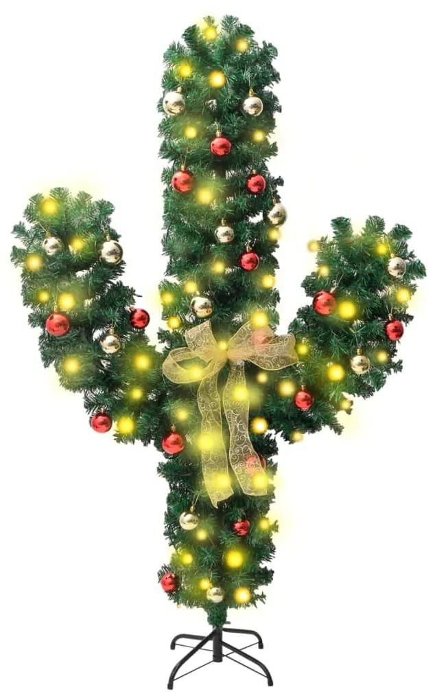 344656 vidaXL Vánoční kaktus se stojanem a LED zelený 180 cm PVC