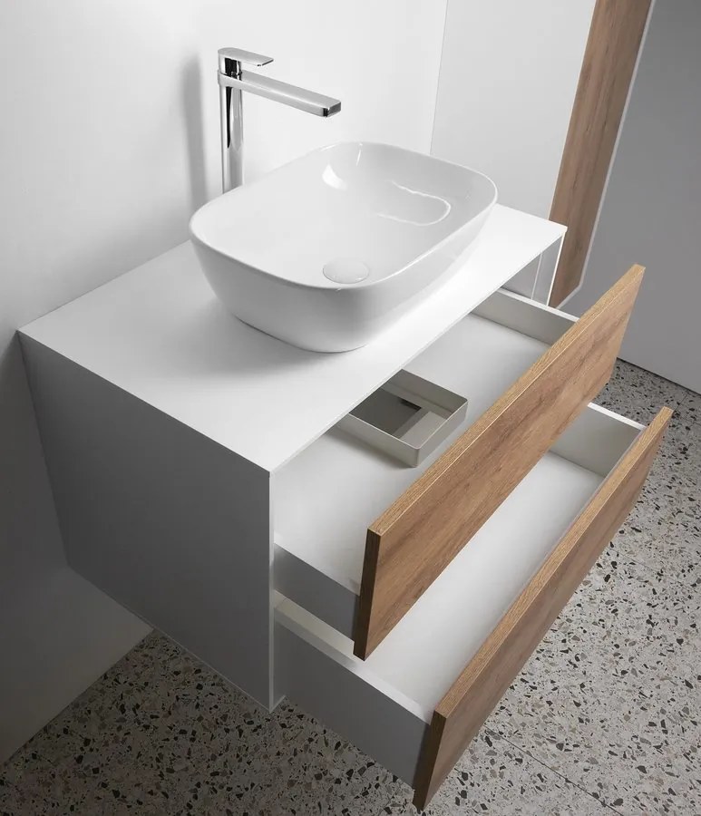 Aqualine Aqualine, ZANYA umyvadlová skříňka 80x50x46cm, bílá mat/dub emporio, ZA280