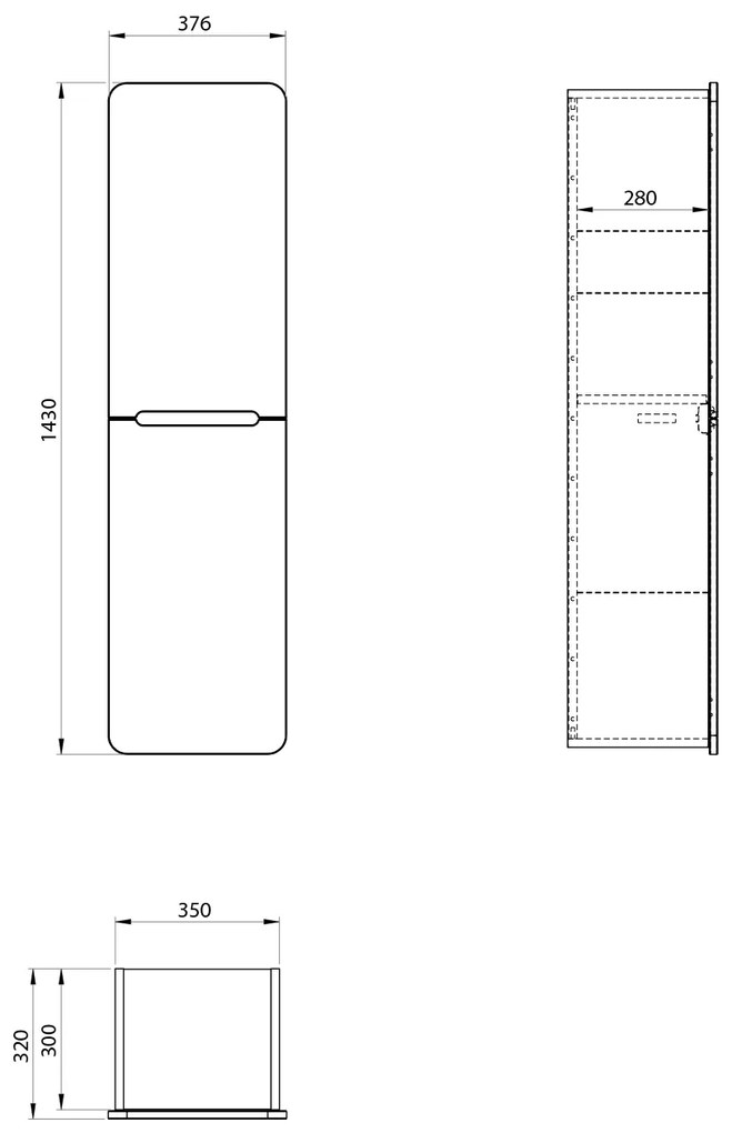 Sapho Sapho, KERALA skříňka 38x143x32cm, 2x dvířka, levá/pravá, bílá lesk, KR350-3030