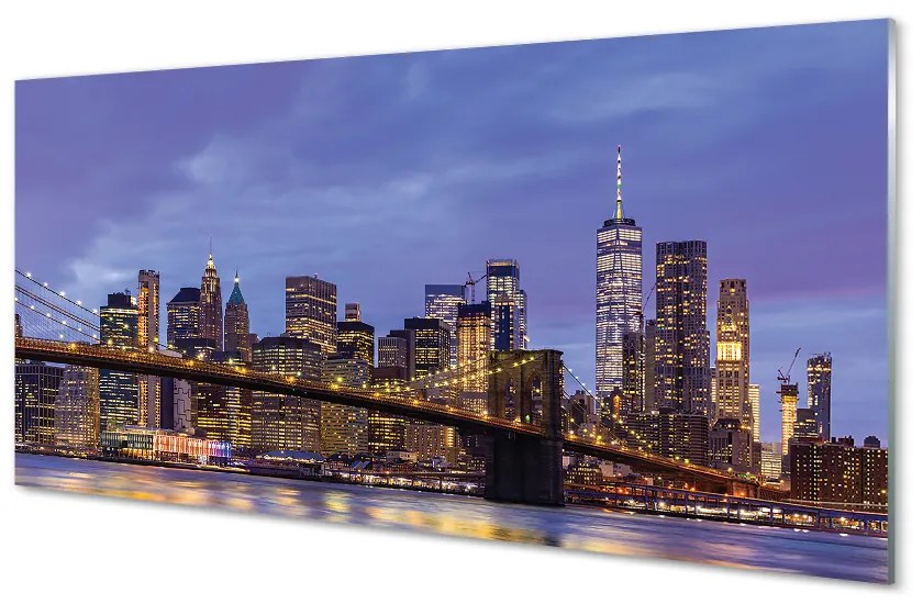 akrylový obraz Sunset bridge river 140x70 cm