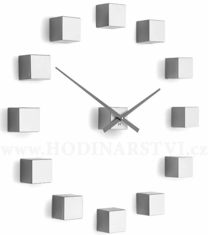 Designové nástěnné nalepovací hodiny Future Time FT3000SI Cubic silver