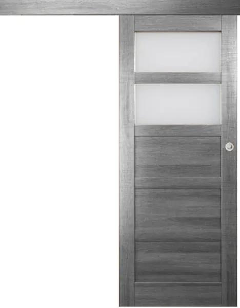posuvné interiérové dveře na stěnu vasco doors BRAGA model 3 Průchozí rozměr: 70 x 197 cm, Orientace dveří: Levé dveře, Dekor: Dub riviera