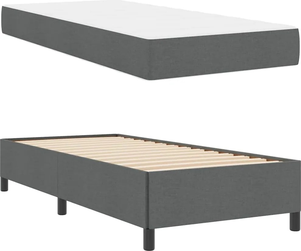 Postel s boxspringem Tmavě šedá 90 x 200 cm textil 3398830