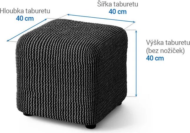 Bielastické potahy COSTINA antracit taburet (40 x 40 x 40 cm)