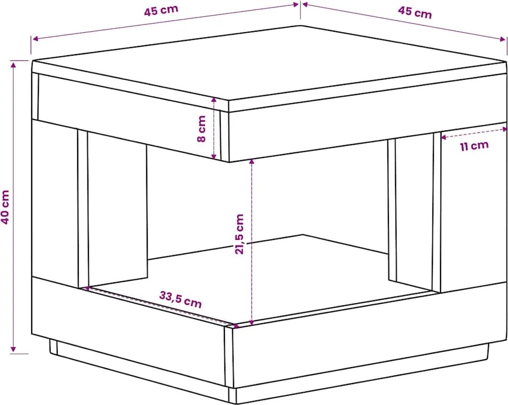 Konferenční stolek 45 x 45 x 40 cm masivní akáciové dřevo 320200