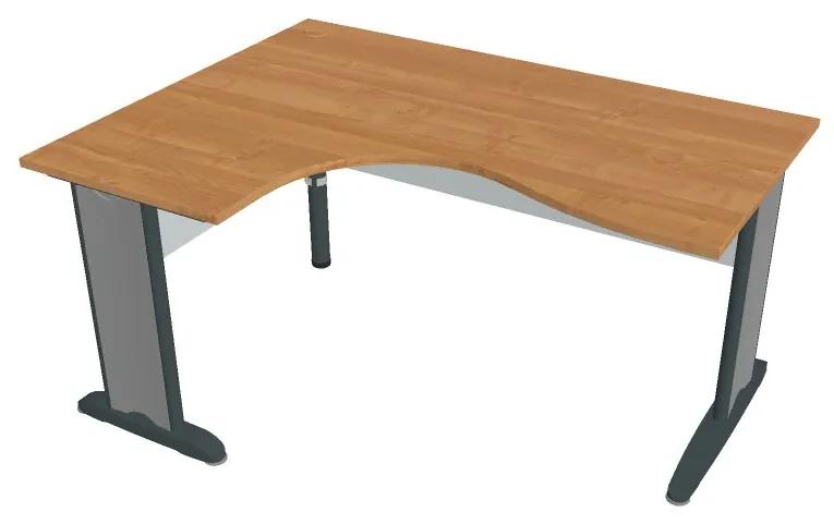 Stůl ergo vlna pravý 160×120/80 cm - Hobis Cross CE 2005 P Dekor stolové desky: olše, Dekor lamino podnože: šedá, Barva nohou: černá