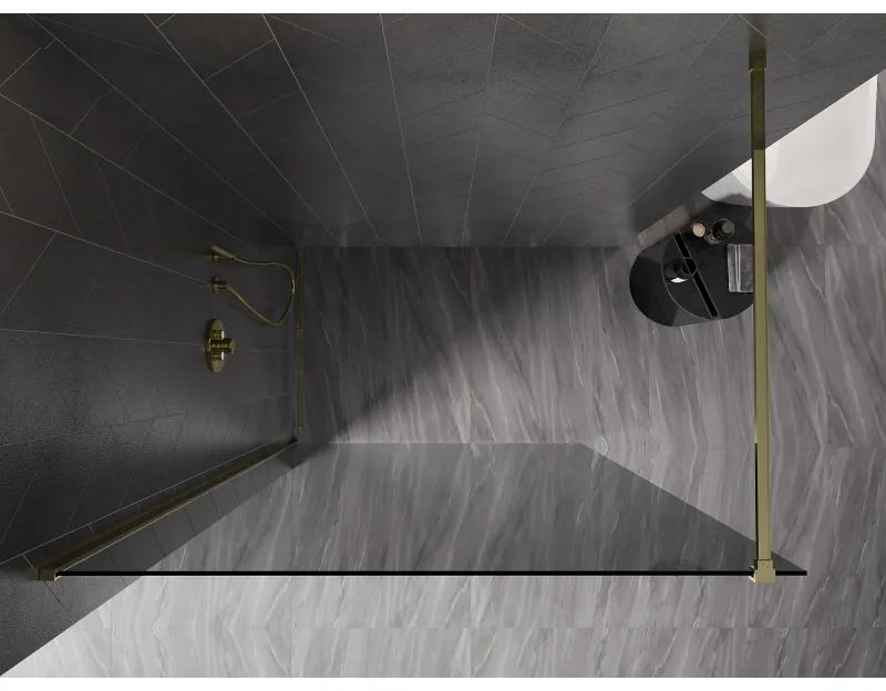 Mexen, Mexen Kioto-X sprchová stěna 90 x 200 cm, grafit 10 mm, zlatá - 800-090-101-50-40-X