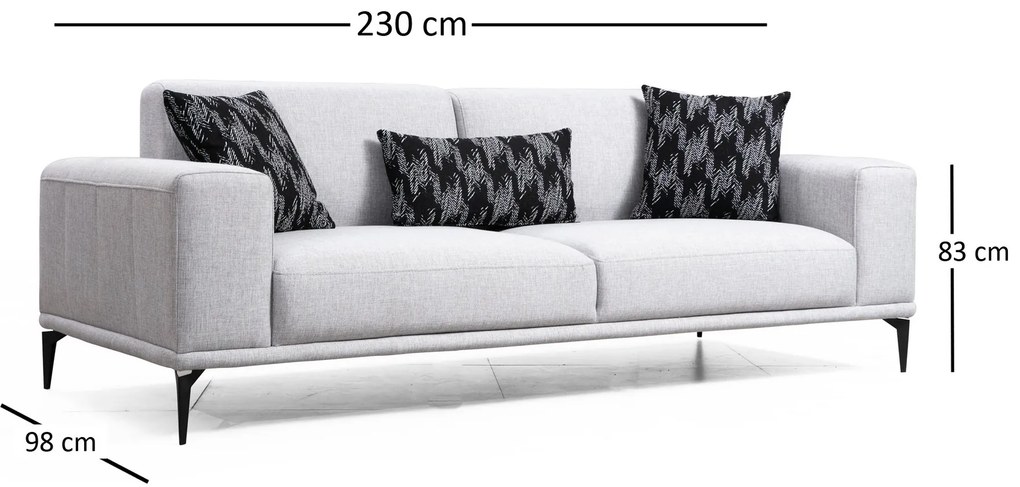Hanah Home Třímístná pohovka NIKEA světle šedá nastavitelná 560ARE1710