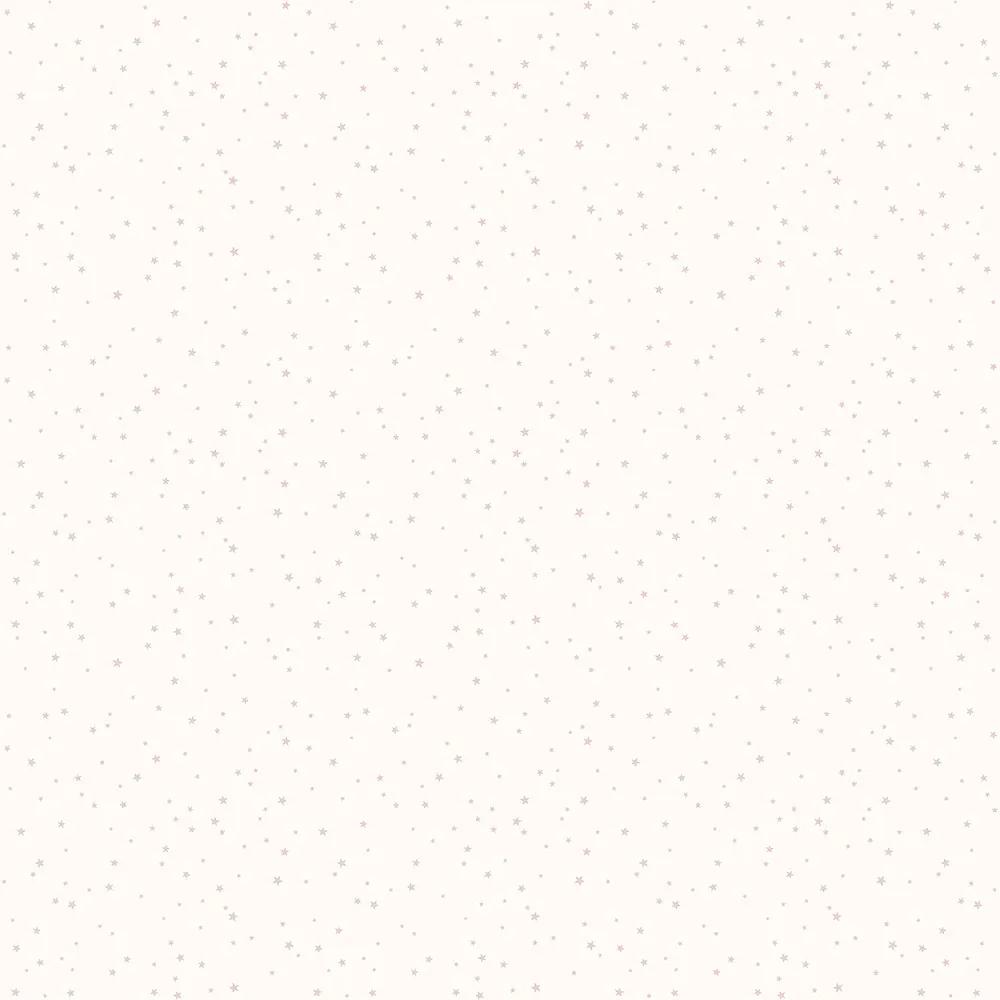 Bílá dětská vliesová tapeta s růžovými hvězdičkami, 7005-3, Noa, ICH Wallcoverings