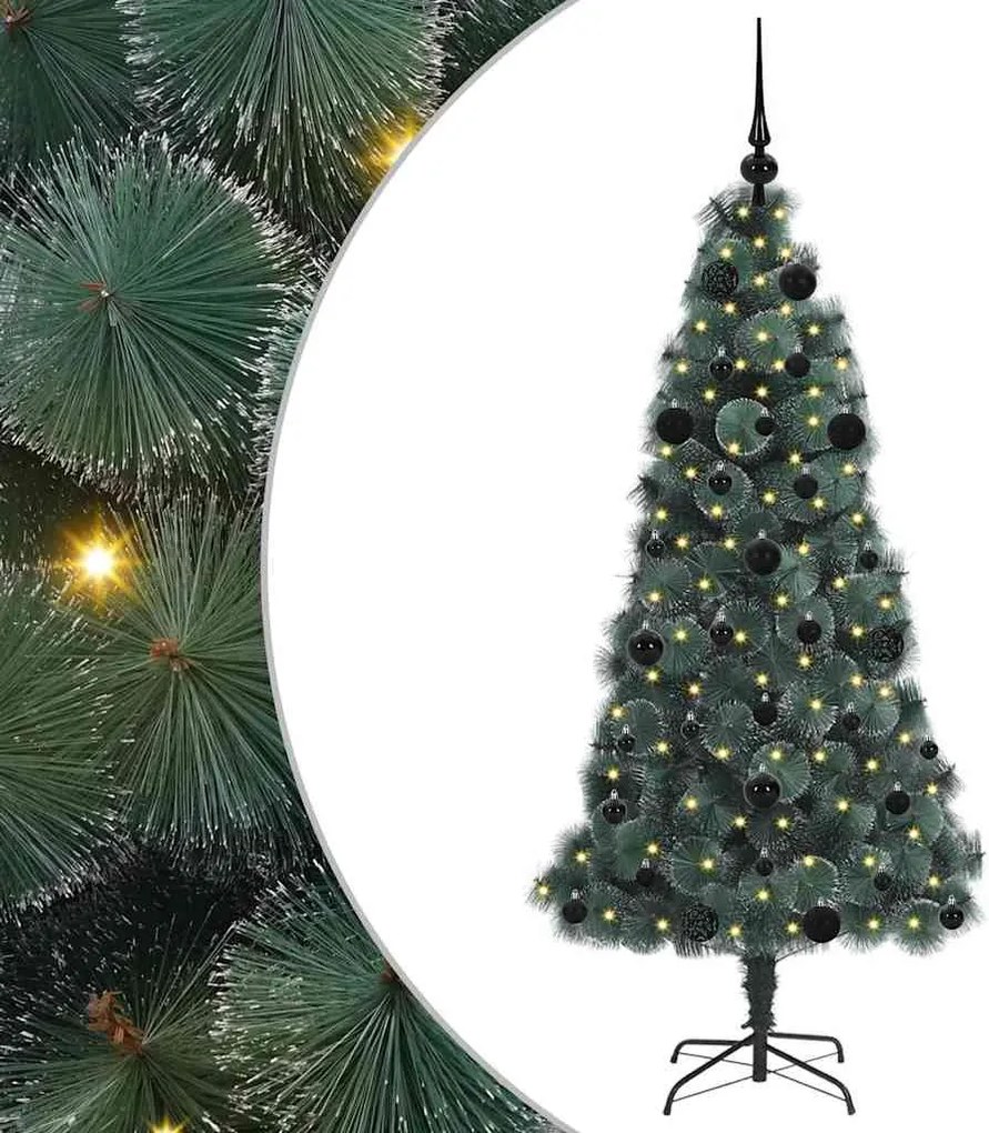 Umělý osvětlený vánoční stromeček se soupravou koulí Zelená PET 3396154