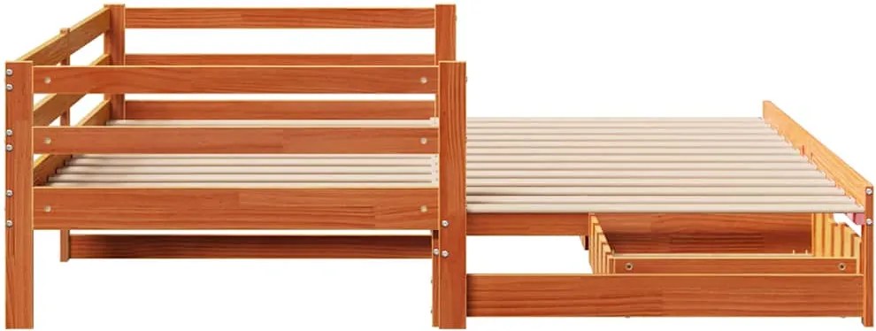 Válenda s přistýlkou a zásuvkami hnědá 90x190 cm masiv borovice 3302163