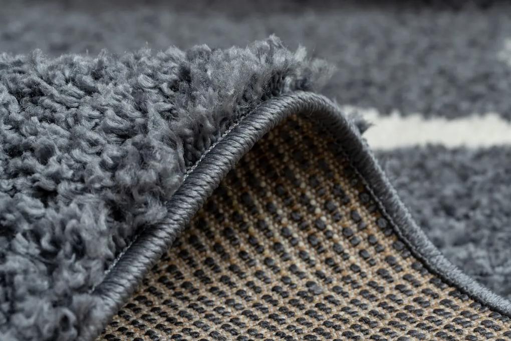 Kusový shaggy koberec BERBER CROSS šedý