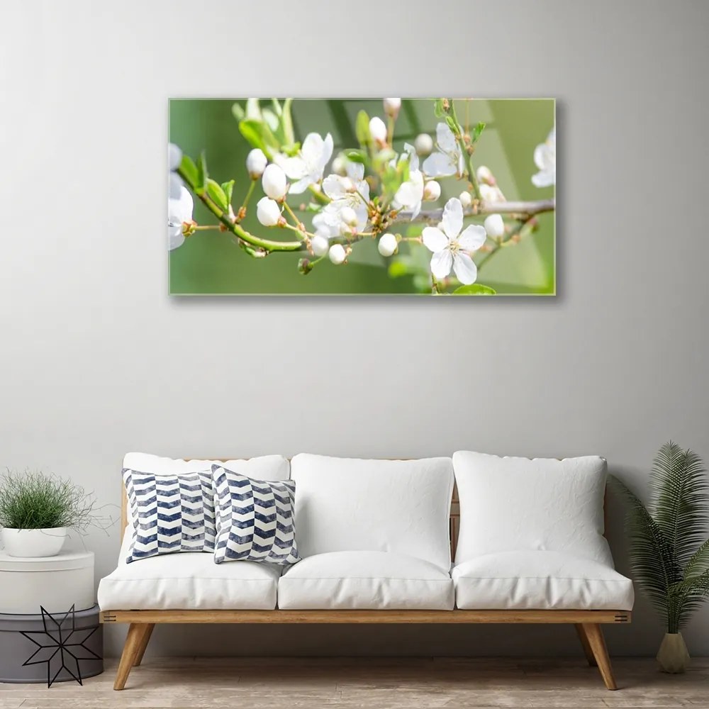 Obraz na skle Květiny Větve Listy Sad 100x50 cm