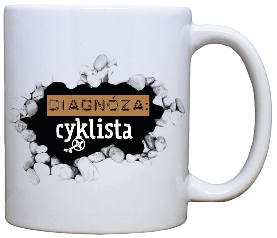 Super plecháček Keramický hrnek s potiskem diagnóza cyklista Objem a motiv: 400 ml modrý uvnitř