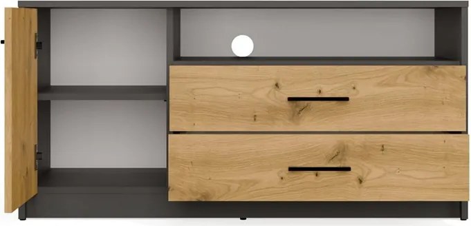 TV stolek SIMPLO 1D2S 109 cm antracitový/dub artisan