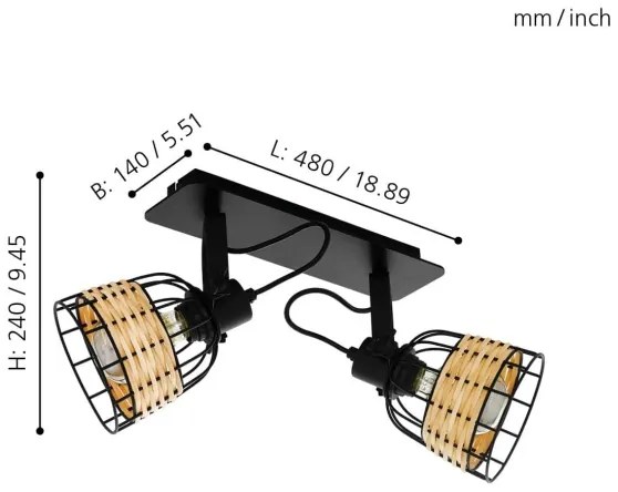 Eglo 43325 - Bodové svítidlo ANWICK 1 2xE27/40W/230V
