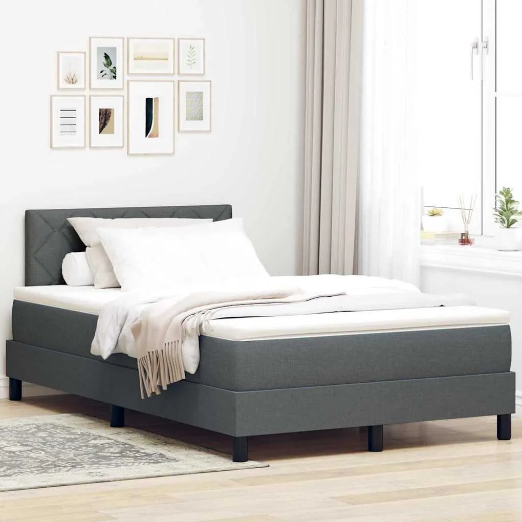 Postel s boxspringem s čelo Tmavě šedá 120 x 200 cm textil 3338756